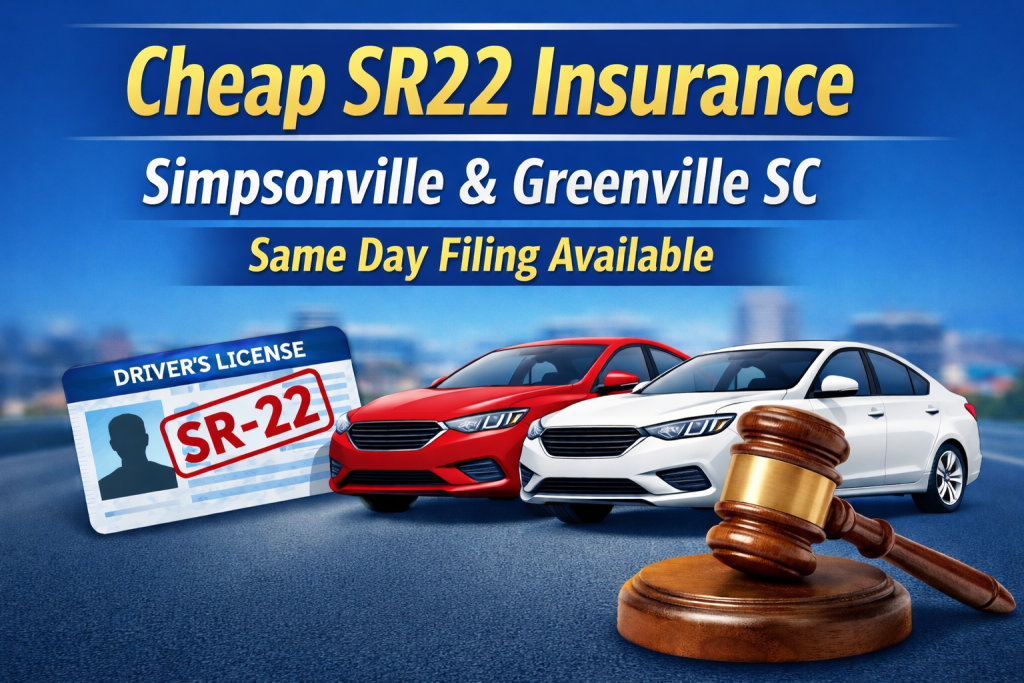 Cheap SR22 Insurance in Simpsonville & Greenville, SC